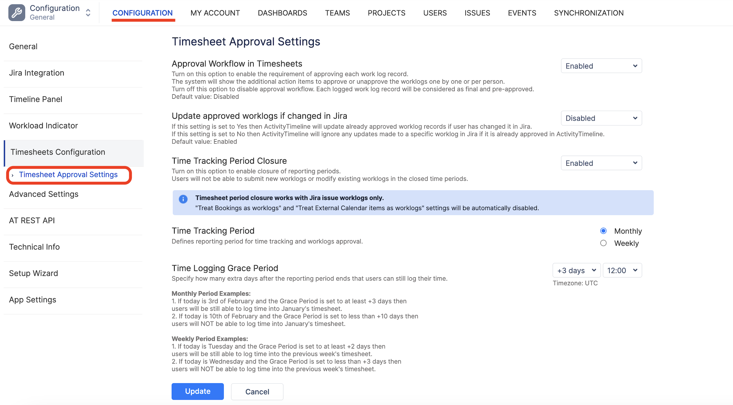 Timesheet Approval Settings